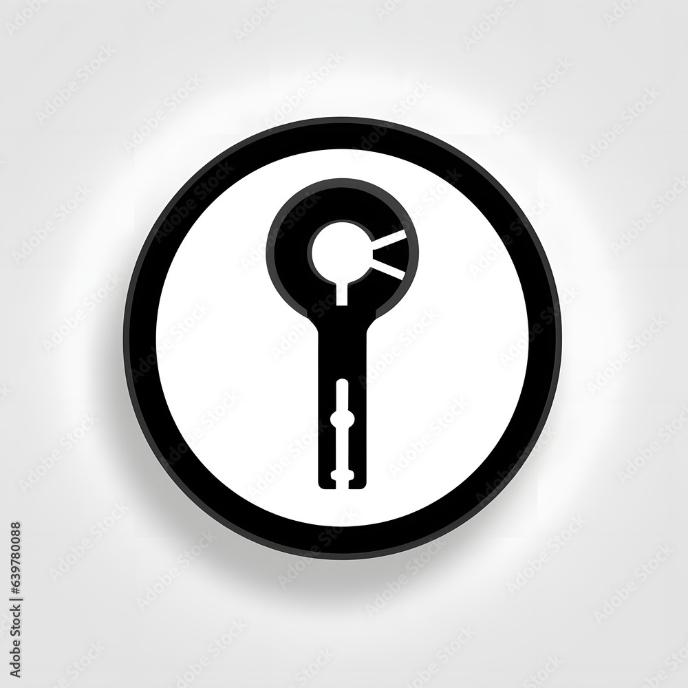 Icon of Ignition Key in black and white, transparent background ...