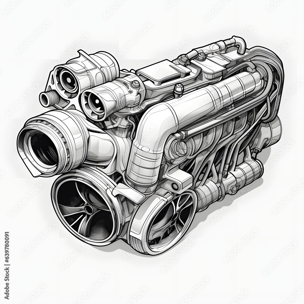 Icon of Intake Manifold in black and white, transparent background ...