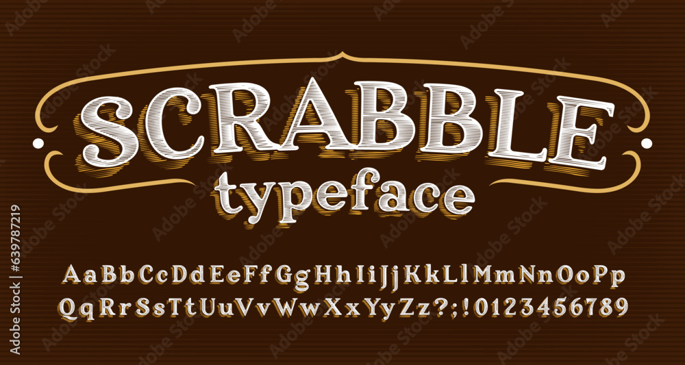 Scrabble alphabet font. Damaged letters and numbers. Uppercase and ...