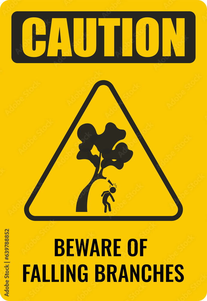 Printable lebel sticker sign man walking with accident branches of tree ...