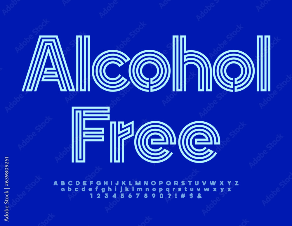 Vector advertising banner Alcohol Free with maze style Font. Set of ...
