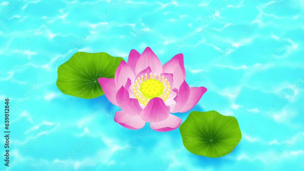 Vidéo Stock Blooming lotus flower and growing leaves animation on the ...