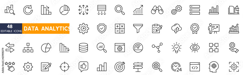 Data Analytics Icons Data Analysis Statistics Analytics Minimal Thin Line Web Icon Set
