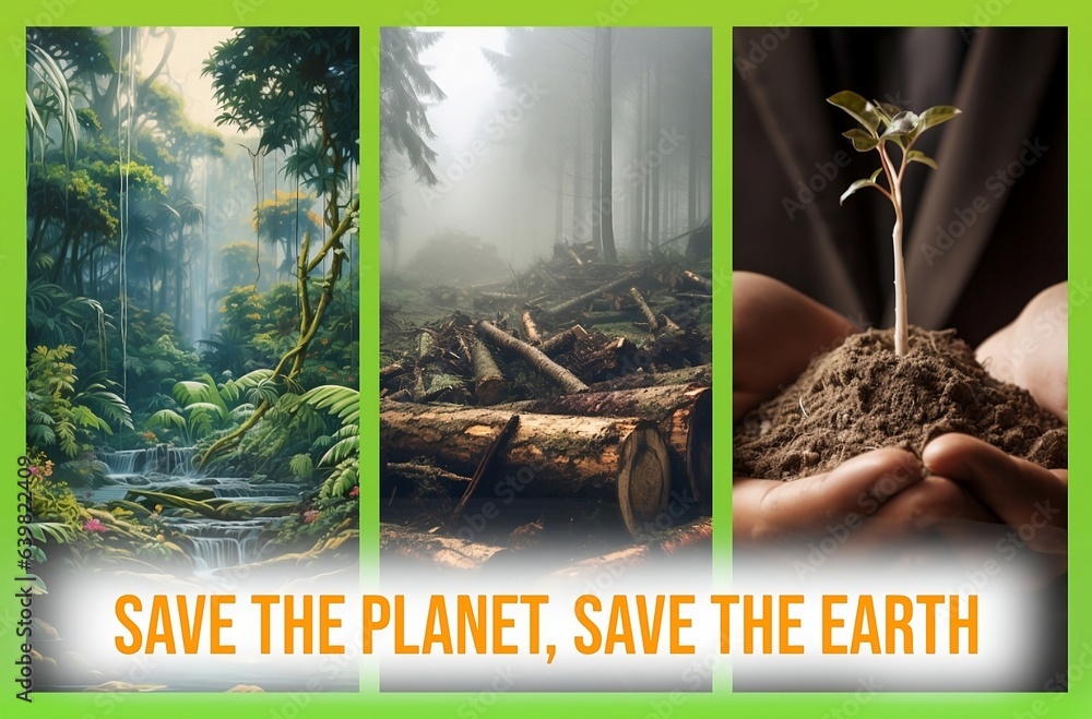 Save the planet, save the earth. An illustration of a still fertile ...