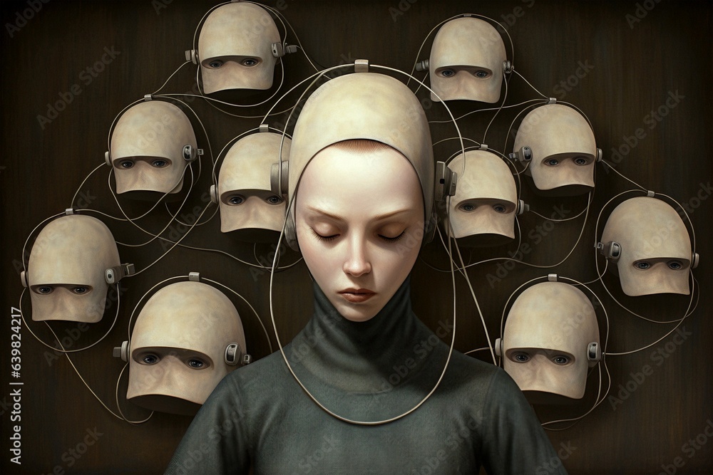 Foto de Conceptual image of the human head with a lot of heads. The new ...