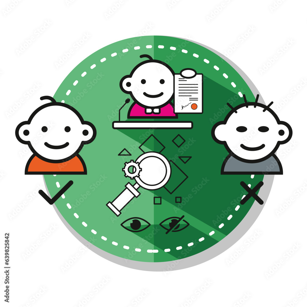 3d render, people avatar collection. Set of round stickers with cartoon ...