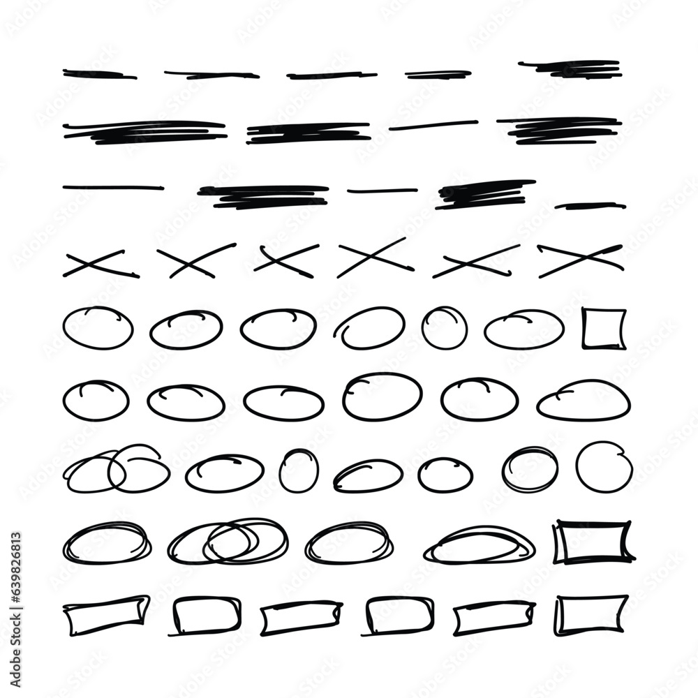 Set of different types of highlighter design elements includes ...