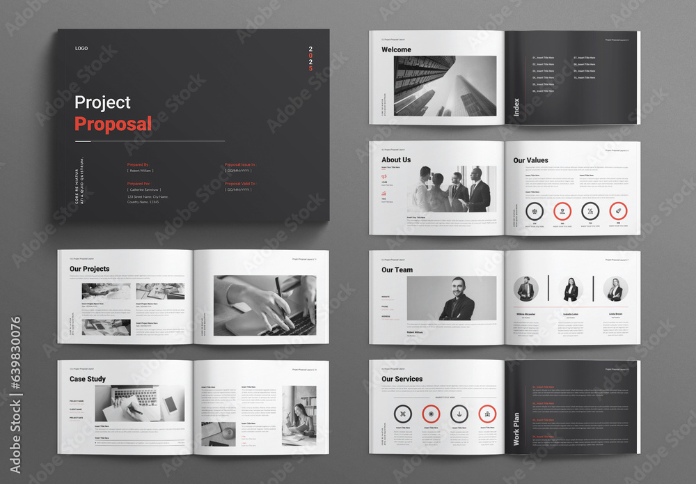 Project Proposal Layout Landscape Stock Template | Adobe Stock