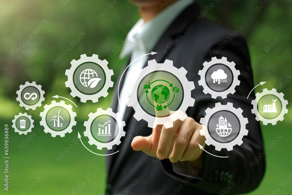 LCA-Life cycle assessment concept. Businessman touching green LCA icon ...