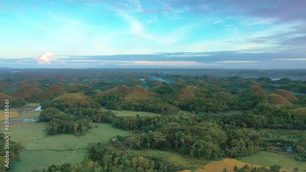 Vidéo Stock Chocolate Hills at sunset in Bohol Island, Philippines ...