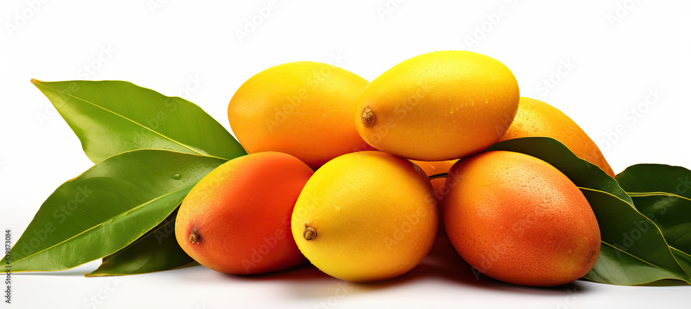 Mango fruits with leaves isolated on white background, clipping path ...