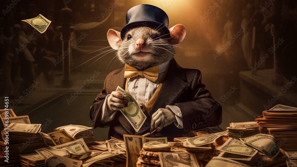 rat banker bad politician caricature, greed anger business concept ...