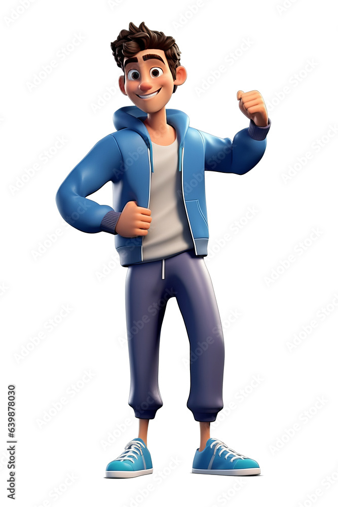 Fitness trainer. 3D cartoon characters. Isolated background, animated ...