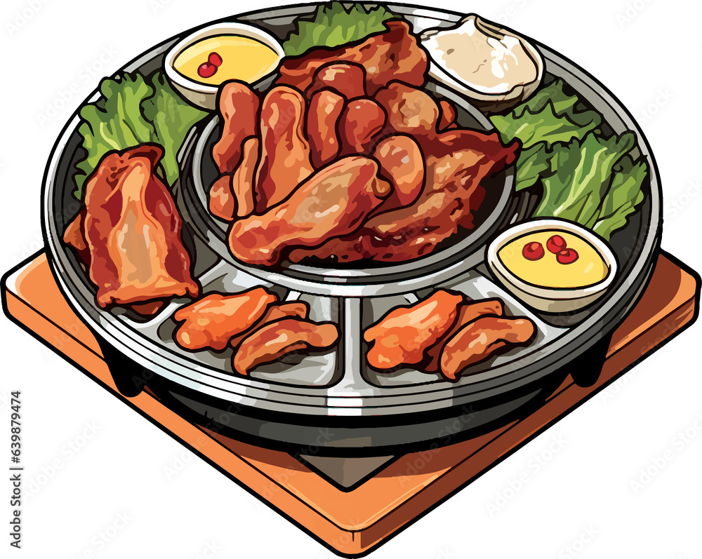 Samgyeopsal, Korean food, vector illustration Stock Illustration ...