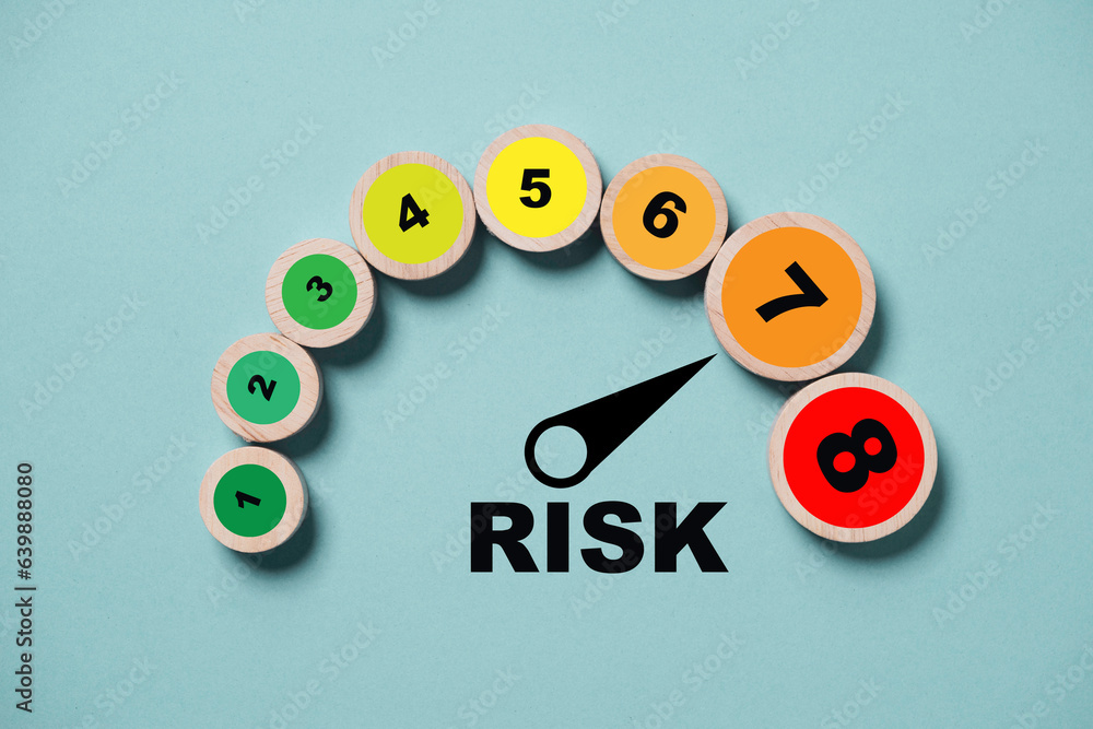 Risk level indicator rating print screen wooden cube block since low to ...