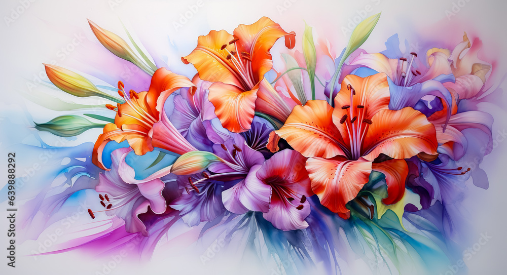 Watercolor Flower Clipart. Realistic Floral Illustrations. Watercolor ...