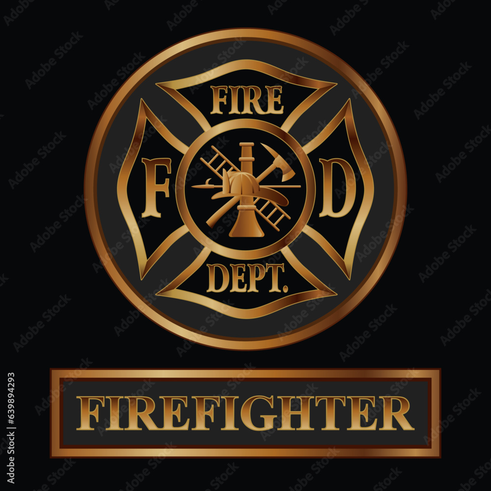 Firefighter Cross Logo Gold is a vector design of a classic Maltese ...