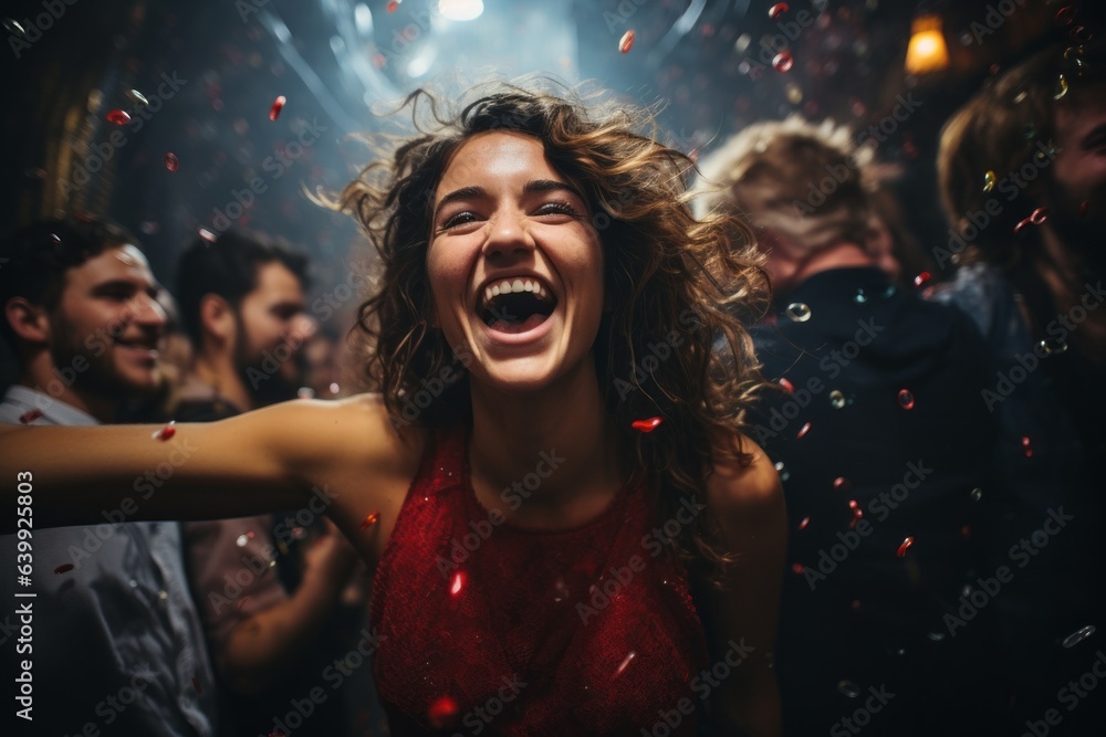 Vibrant, diverse crowd celebrating and dancing together in a joyful ...