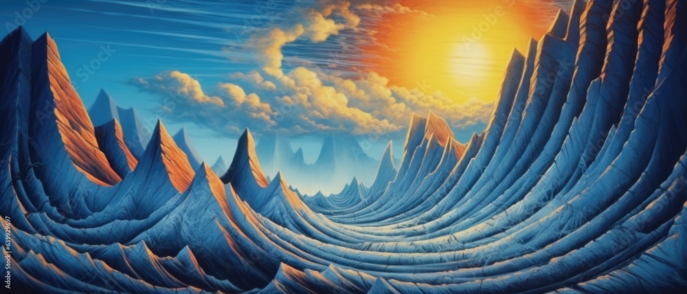 Unimaginable landscape of cliffs and enormous mountains on a unexplored ...