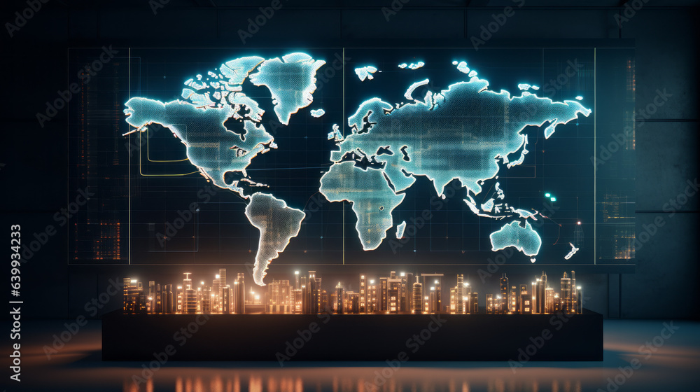 World map with international stock market indices displayed Stock ...