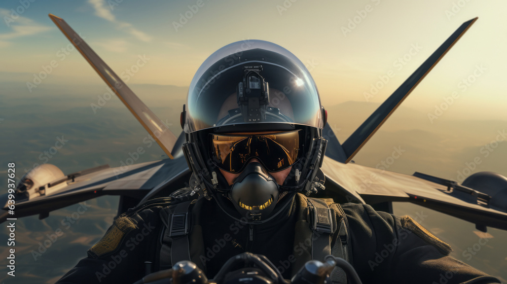 Fighter pilot, photo in fighter or jet cabin.generative ai Stock Photo ...