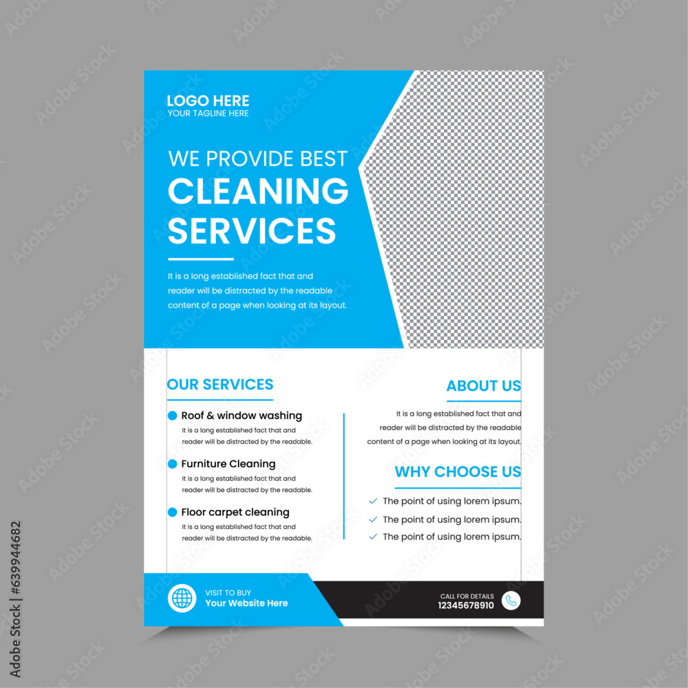 Cleaning Service A4 Flyer Template Design. House cleaning service ...