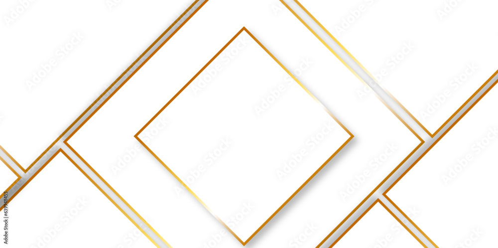 White backdrop rectangles with golden lines background. Modern abstract ...