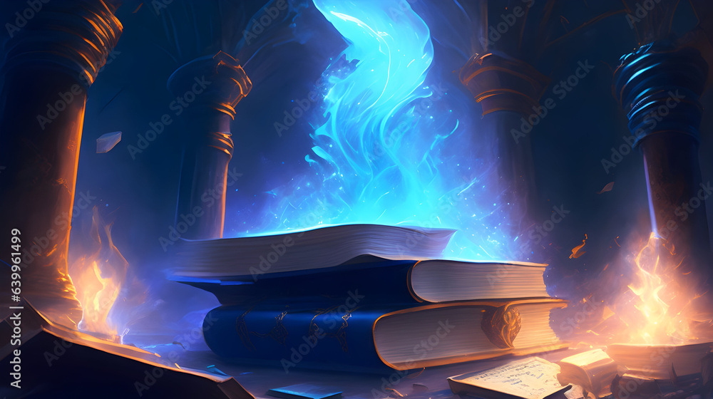 A stack of ancient scrolls suddenly explodes, revealing a mysterious ...
