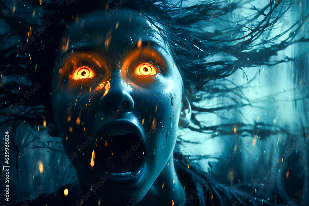 Nights of Terror: Movie Poster-Style Scary Horror Face, Generative AI ...
