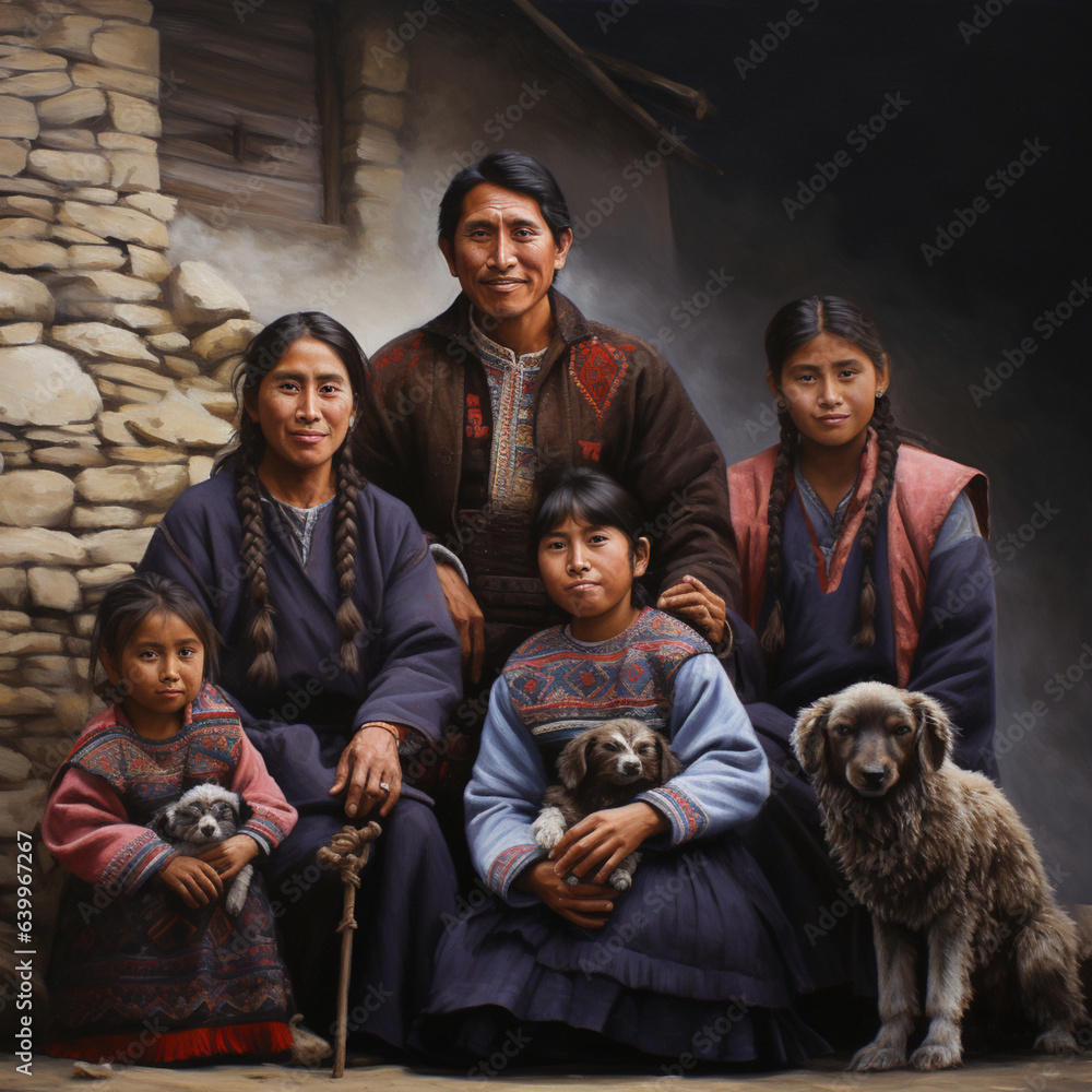 Peruvian family. Stock Illustration | Adobe Stock