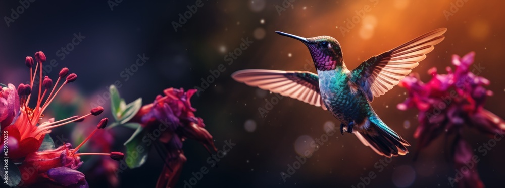 Flying hummingbird web banner. National Hummingbird Day. Flying ...