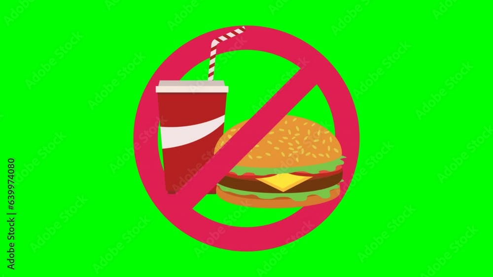 Appearance and disappearance animation of fast food menu ban consisting ...