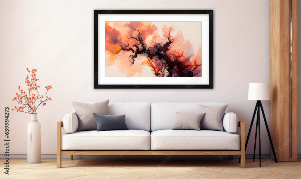 Unfilled picture enclosure simulation set in a Scandinavian design ...