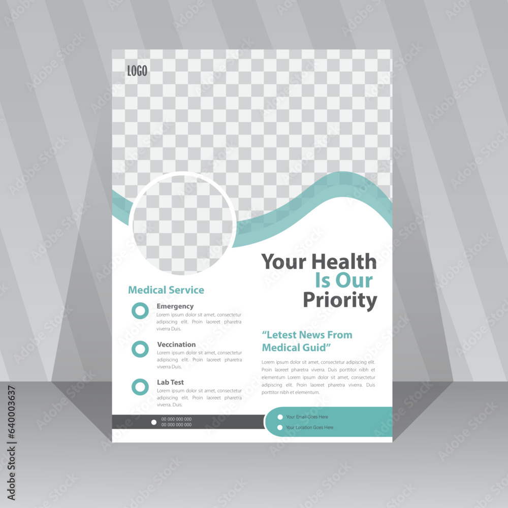 Medical, health care Trifold flyer template design vector. Medical ...