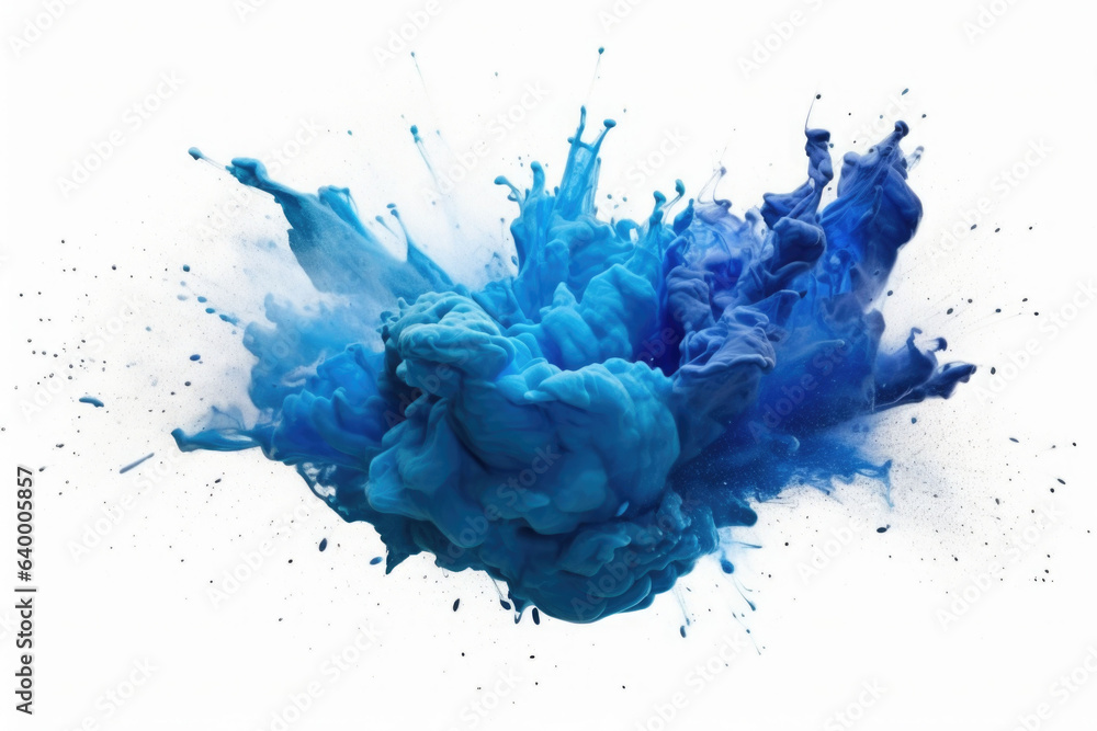 Explosion of blue paint on white background. Fluid background. Color ...