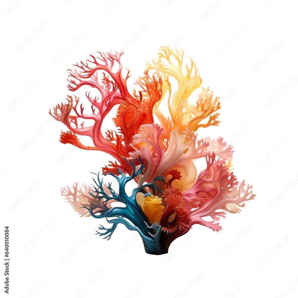 Colorful seaweed with copy space on isolated transparent background ...