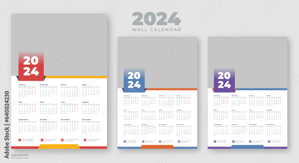 wall calendar 2024 planner template, corporate wall calendar schedule ...