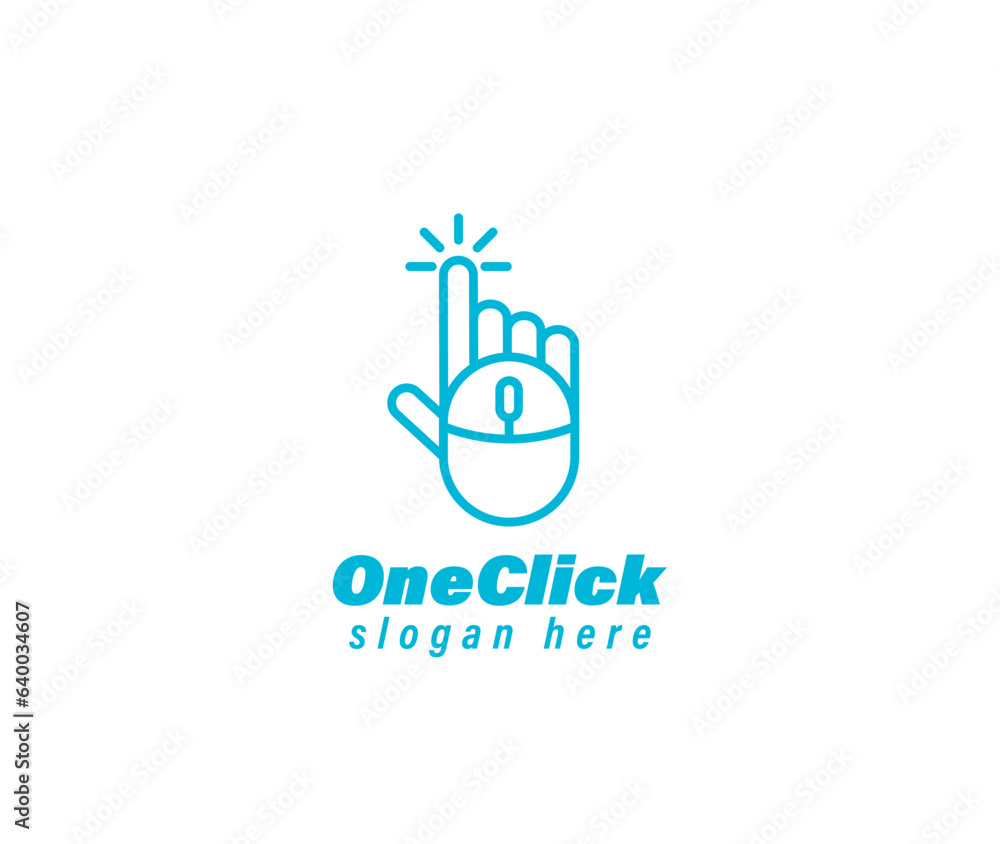 Hand one click icon in trendy outline style design. Vector graphic ...