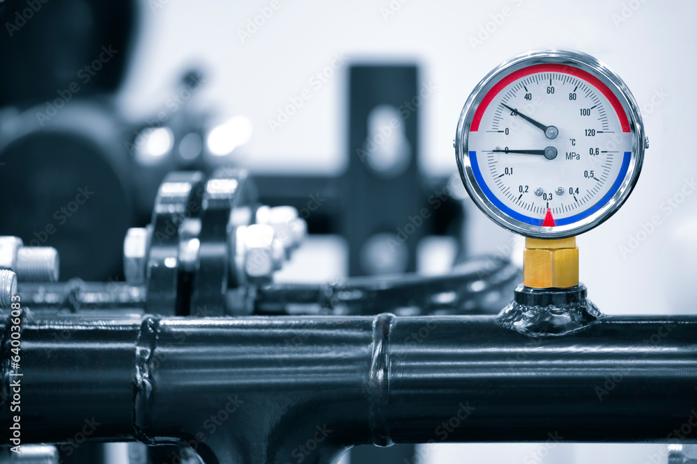 Industrial concept. equipment of the boiler-house, - valves, tubes ...