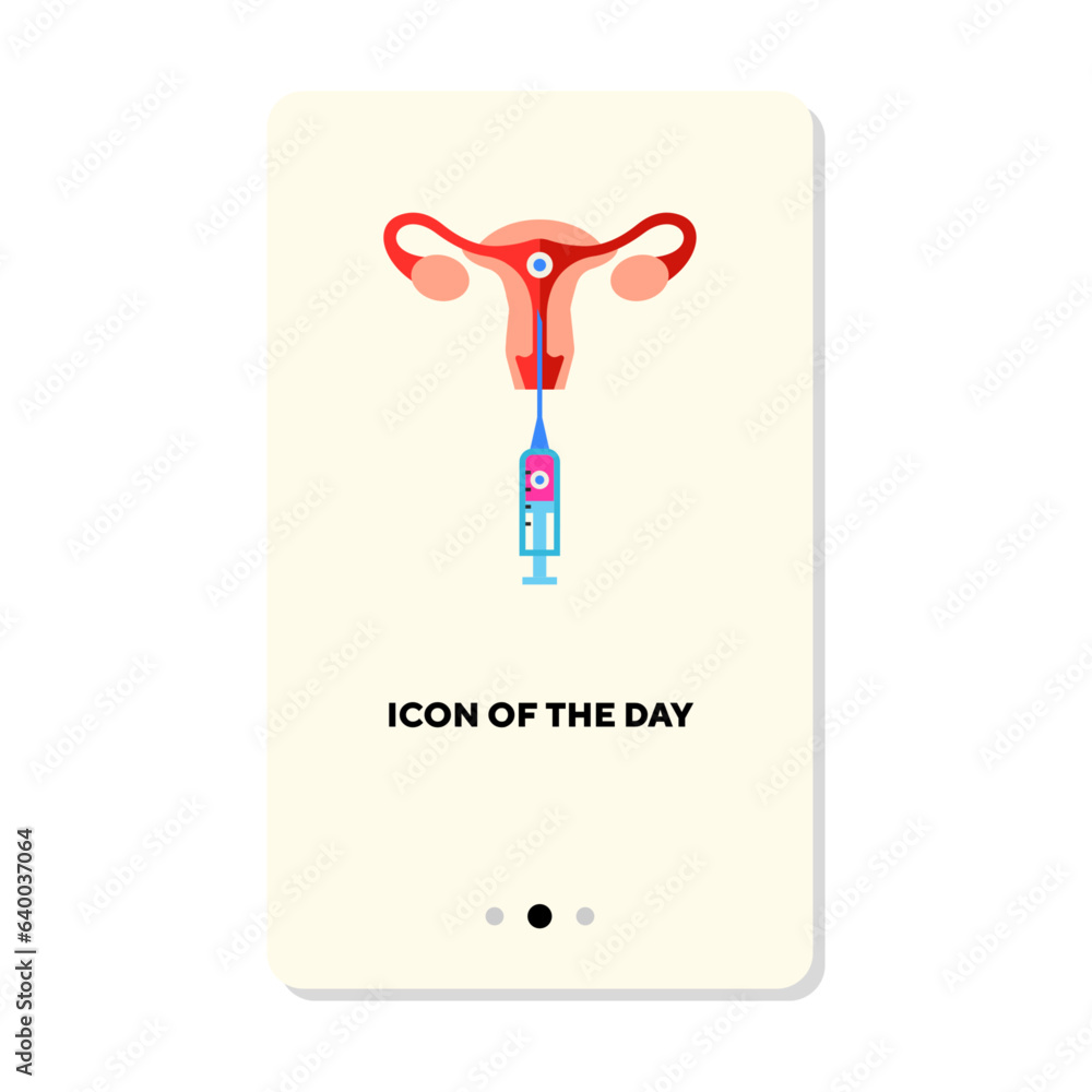 Insemination of female ovule with syringe vector icon. Fertilization ...