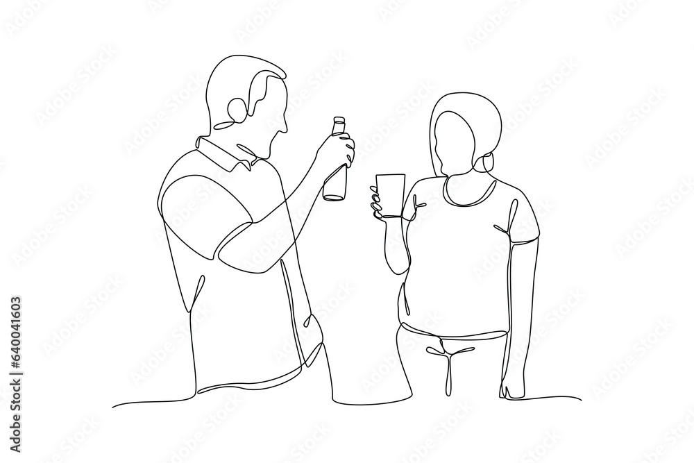Continuous one line drawing Concept of Neighbors sharing things and ...