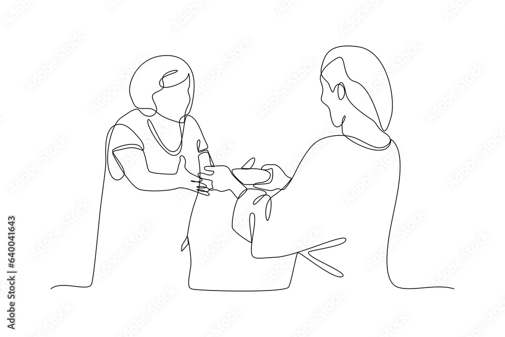 Continuous one line drawing Concept of Neighbors sharing things and ...