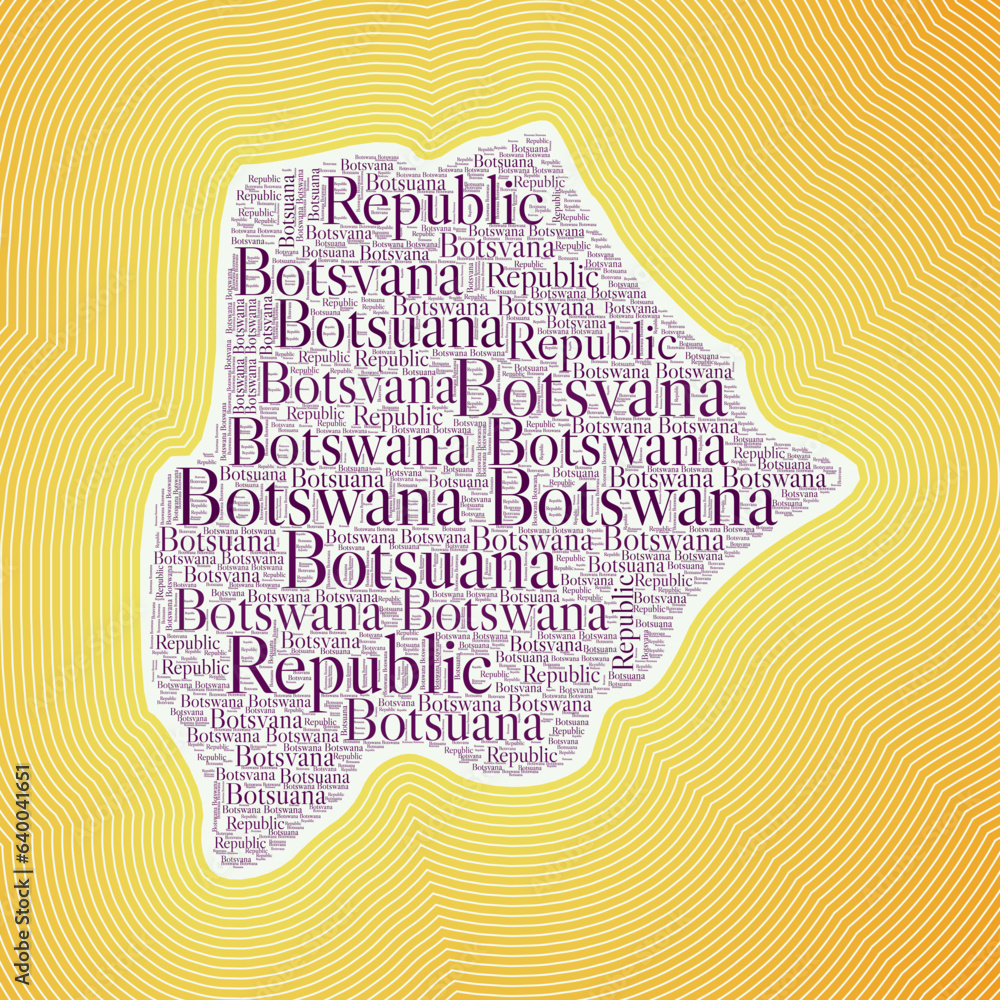 Botswana shape formed by country name in multiple languages. Botswana ...