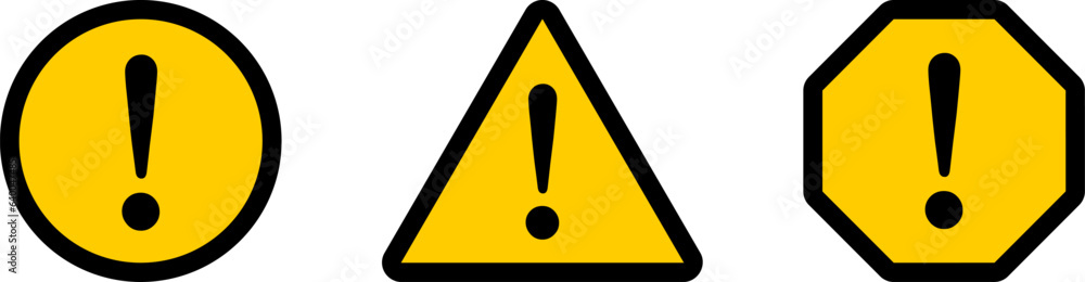 Yellow and Black Round Circle Octagonal and Triangular Warning or ...