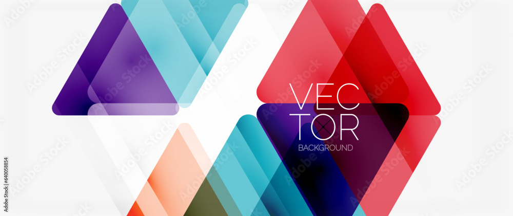 Abstract background. Color transparent triangles in mosaic style with ...