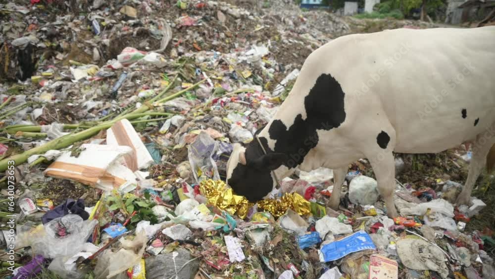 Pollution concept, Garbage pile in trash dump or landfill in India ...