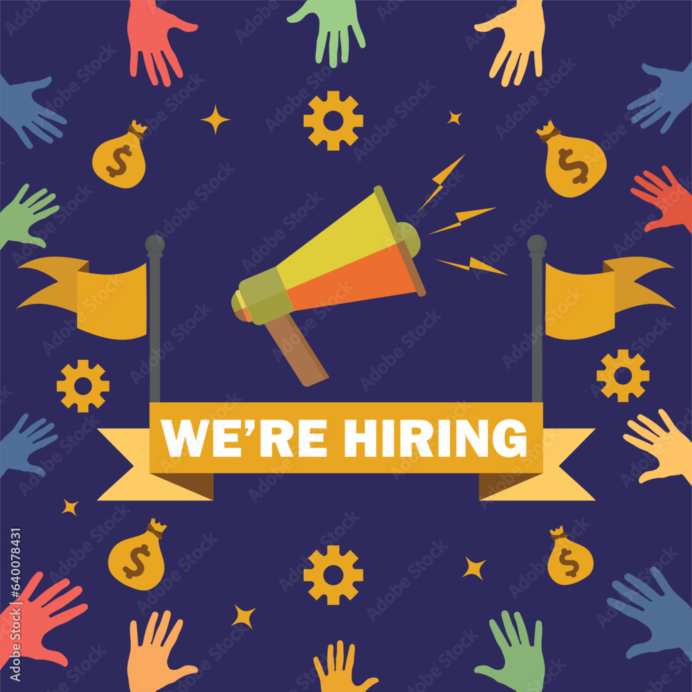 We're hiring vector banner design with speakerphone and typography ...