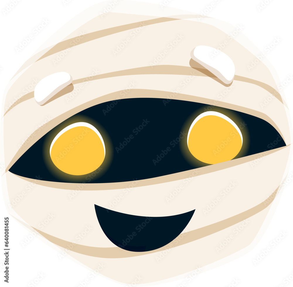 Cartoon Halloween mummy emoji character. Isolated vector cute emoticon ...