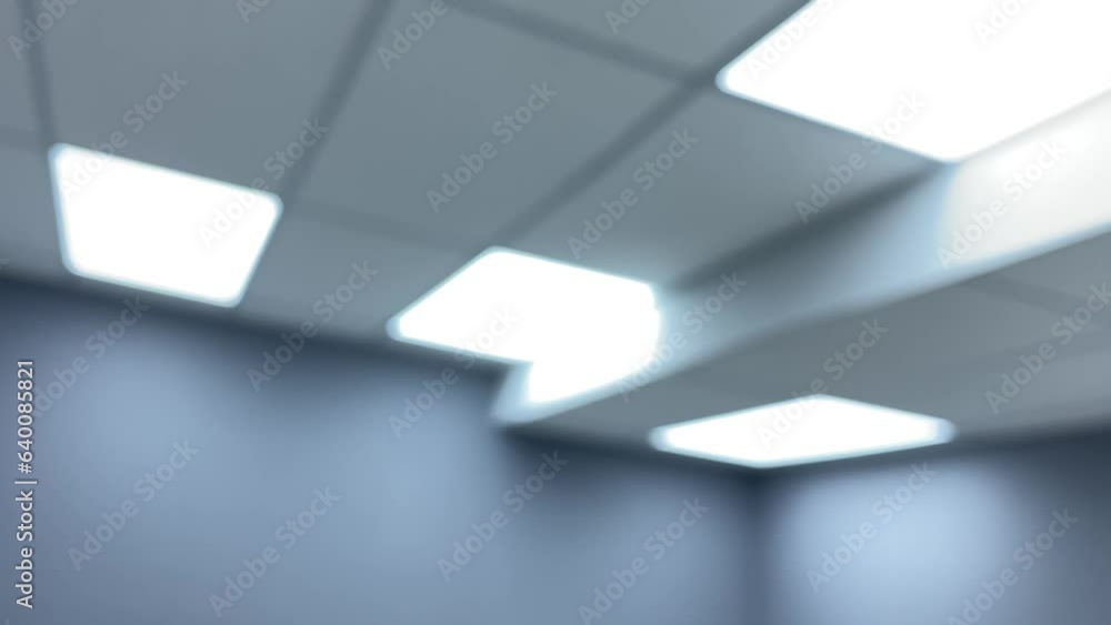 Blurred first person point of view walking in modern interior showroom ...