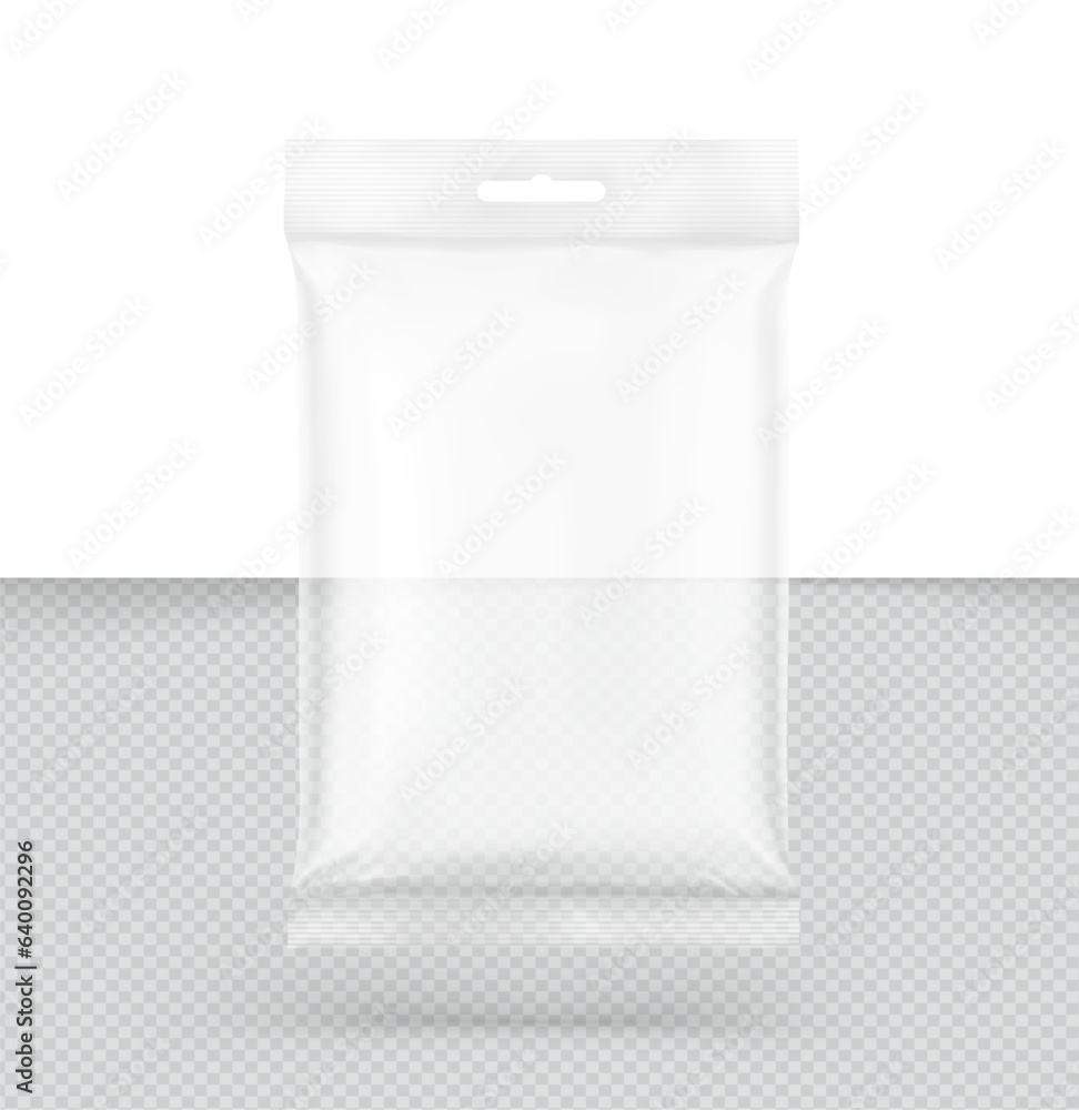 Transparent package bag mockup. Vector illustration isolated on ...